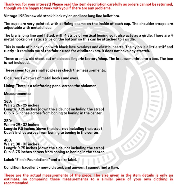 Vintage 50s Bra - Vintage Bullet Bra - 50s Pointed Br… - Gem