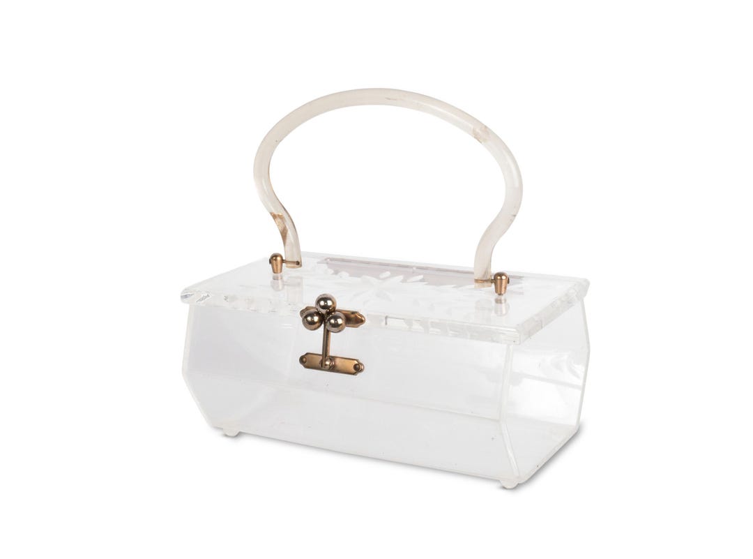 Vintage 50s Purse - 50s Lucite Purse - 50s Lucite Handbag- Clear Lucite ...