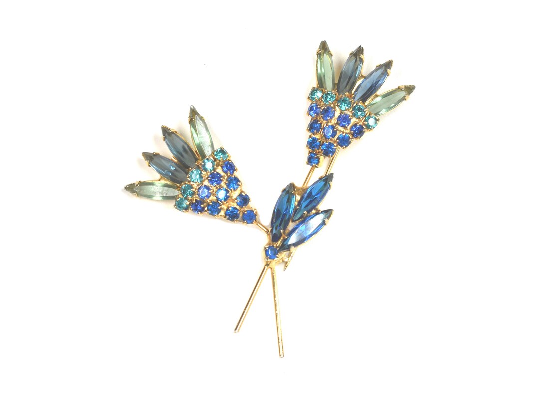 Vintage 50s Brooch - 50s Rhinestone Brooch - 50s Floral Brooch - 50s ...