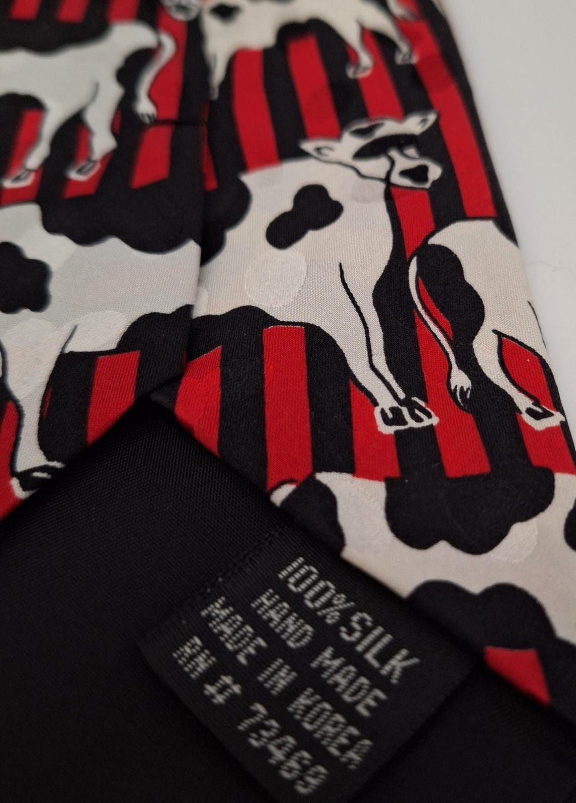 Vintage Addiction Black & White Cows on Red Necktie. 100% Silk - Etsy