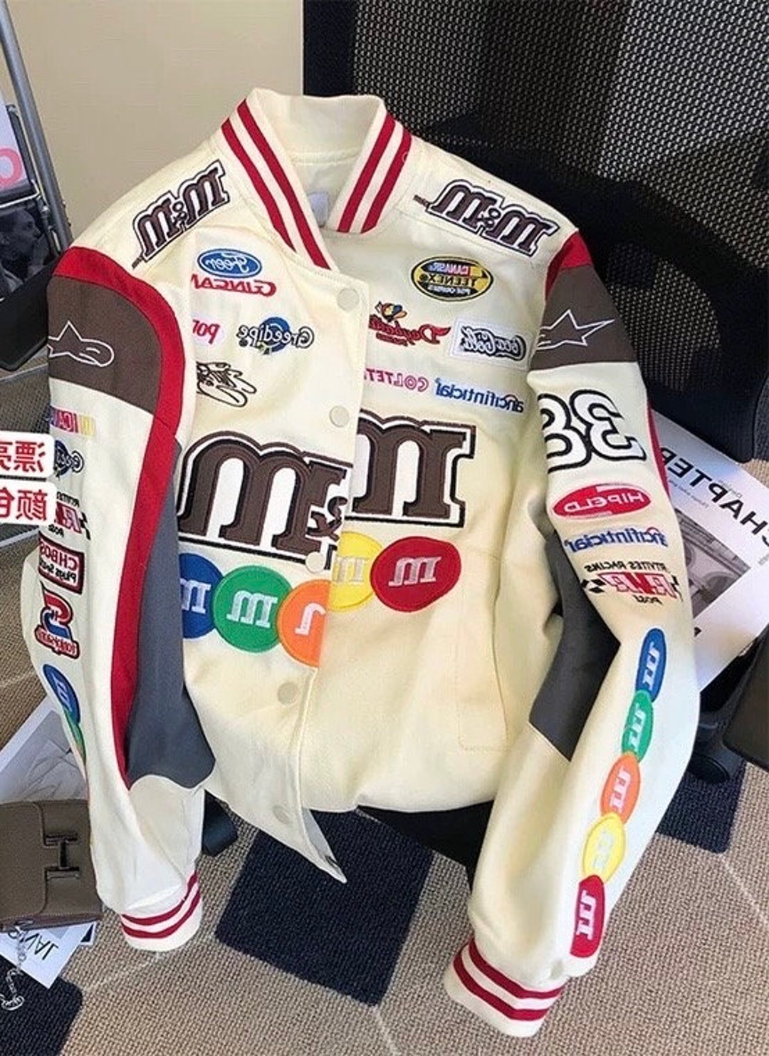 Custom M&M Racing Varsity Jacket Stylish Oversized Streetwear With ...