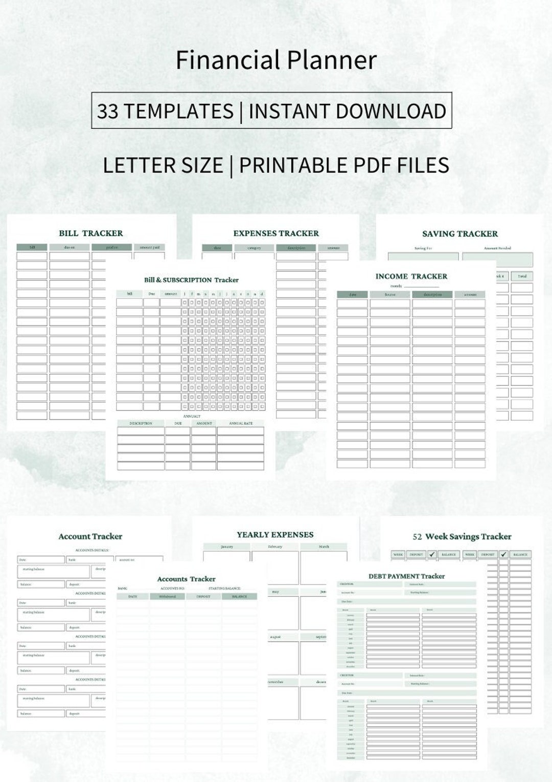 Financial Planner| Printable Budget Planner| Finance Savings Tracker ...