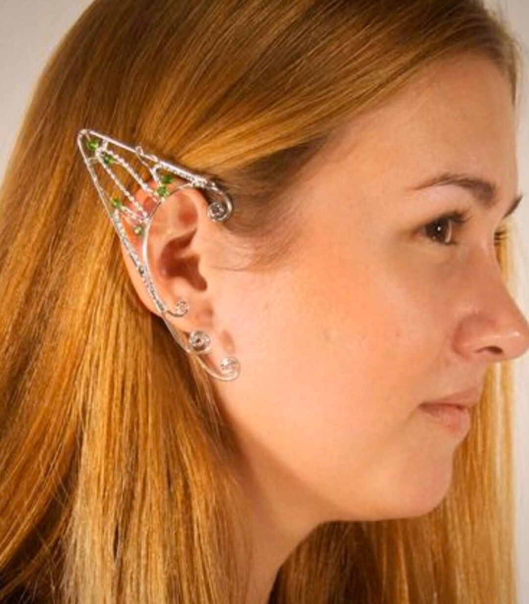 Elf Cuff Wire Wrap With Crystal Beads – Adjustable Elven Ear Cuff – One ...