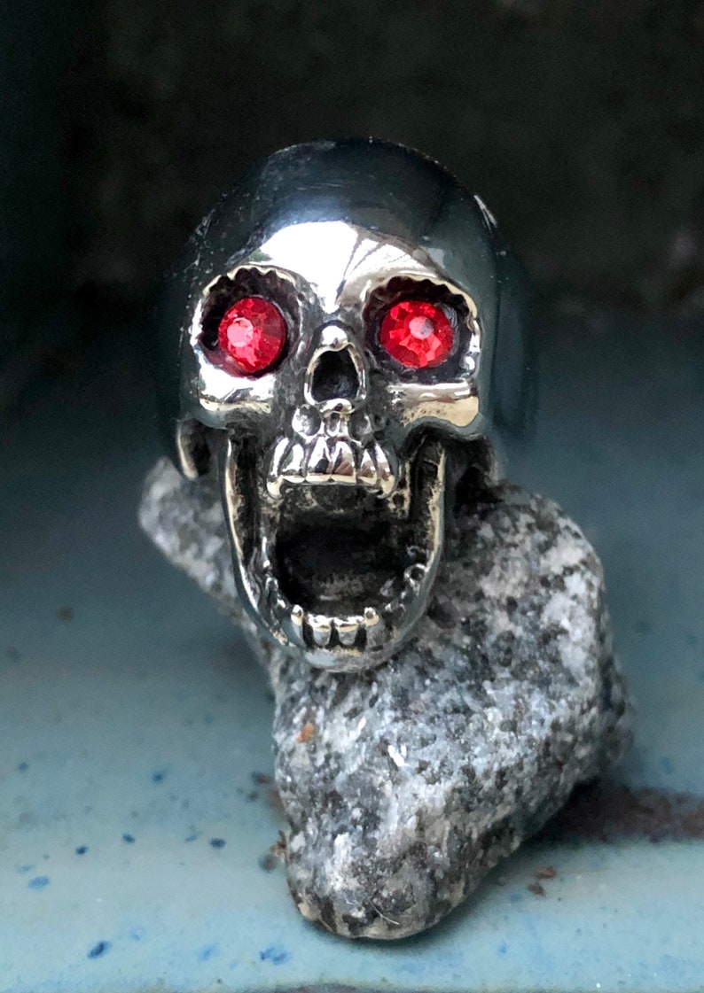 Skull Bottle Opener Ring – Stainless Steel Red Eye Gothic Biker Jewelry ...