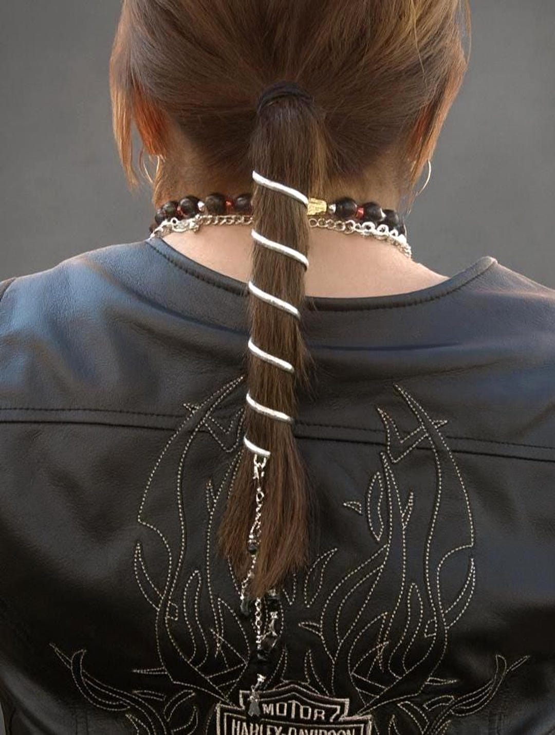 6 Inch Silver Ponytail Wrap – Festival Hair Jewelry With Bead Charm ...