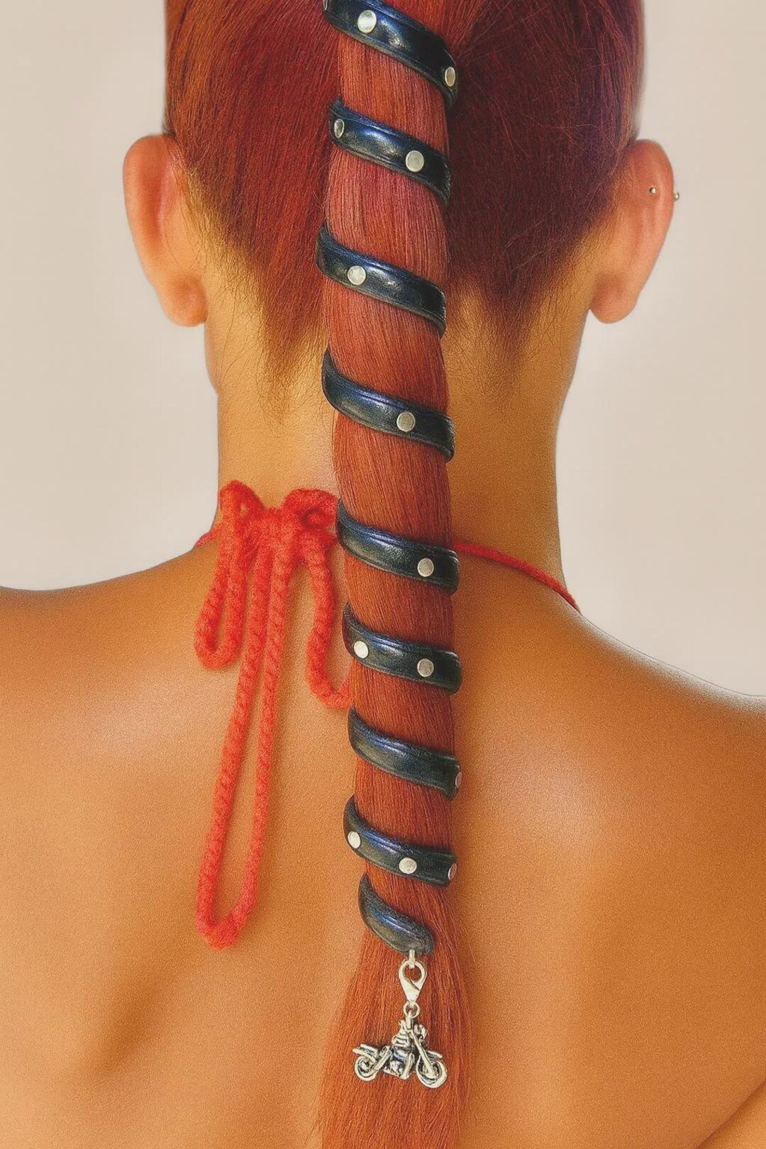 12 Inch Studded Biker Ponytail Wrap – Punk Rock Hair Accessory by ...