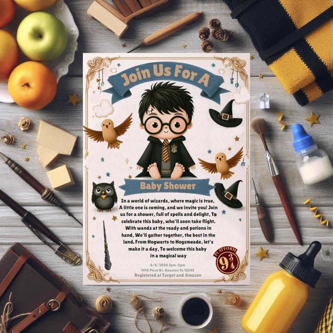 Editable Harry Potter Themed Baby Shower Digital Invitation - Etsy