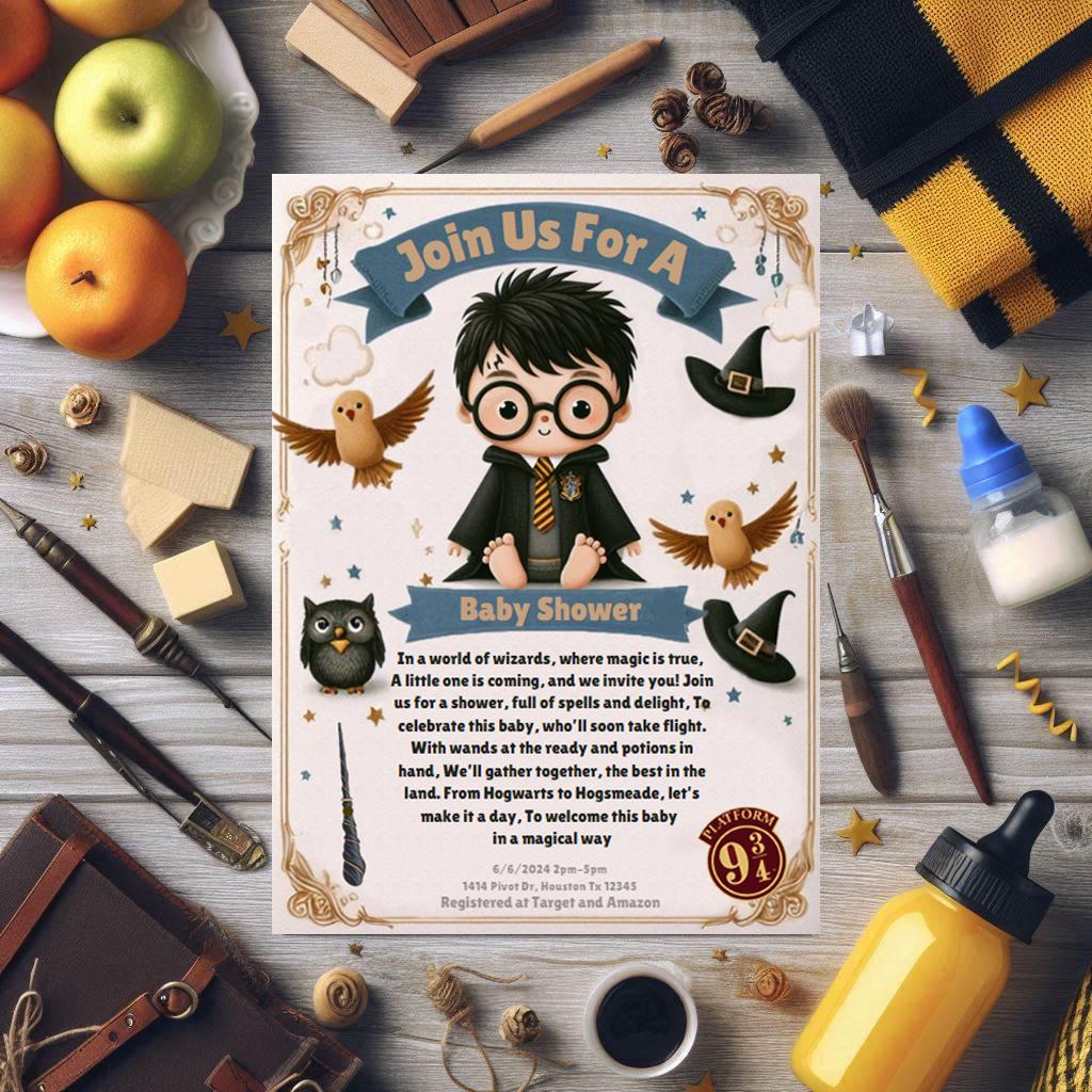 Editable Harry Potter Themed Baby Shower Digital Invitation - Etsy