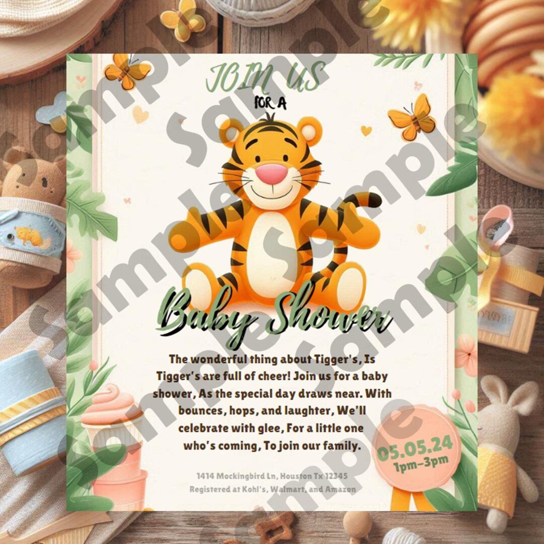 Winnie the Pooh -tigger Baby Shower Editable/ Digital Download - Etsy