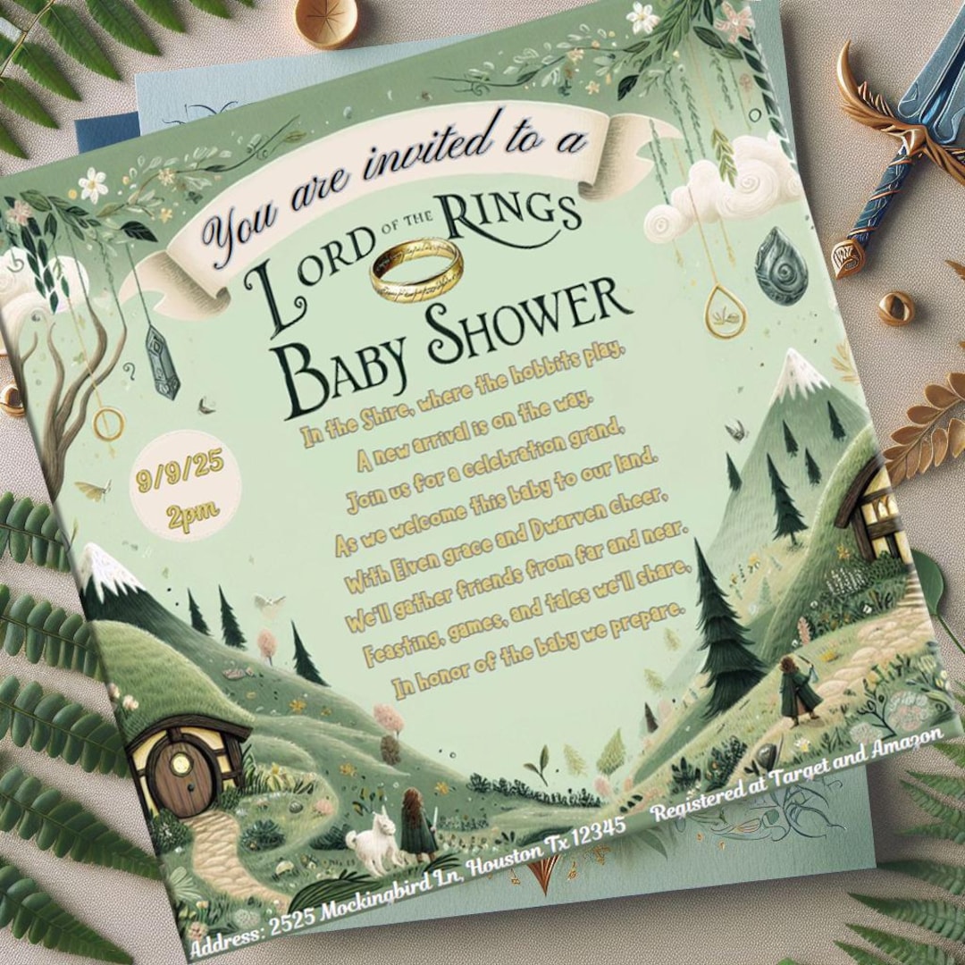 Editable Lord of the Rings Themed Baby Shower Digital Invitation - Etsy