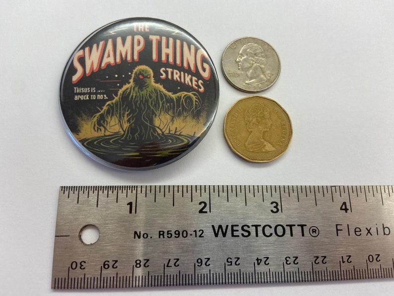 Vintage Style Sci Fi Button the Swamp Thing Strikes Vintage Film Badge ...