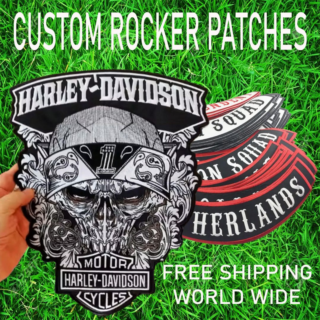 CUSTOM Embroidered Rocker Patch - up to 14" - Personalized Rocker ...