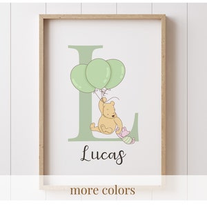 Winnie the Pooh Personalized Name Print, Winnie the Pooh Custom Wall ...