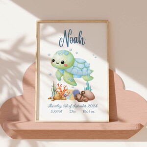 Under the Sea Nursery Name Sign, Custom Turtle Name Sign, Sea Turtle ...