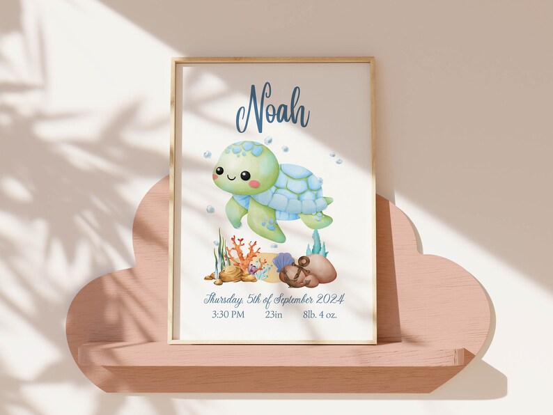 Under the Sea Nursery Name Sign, Custom Turtle Name Sign, Sea Turtle ...