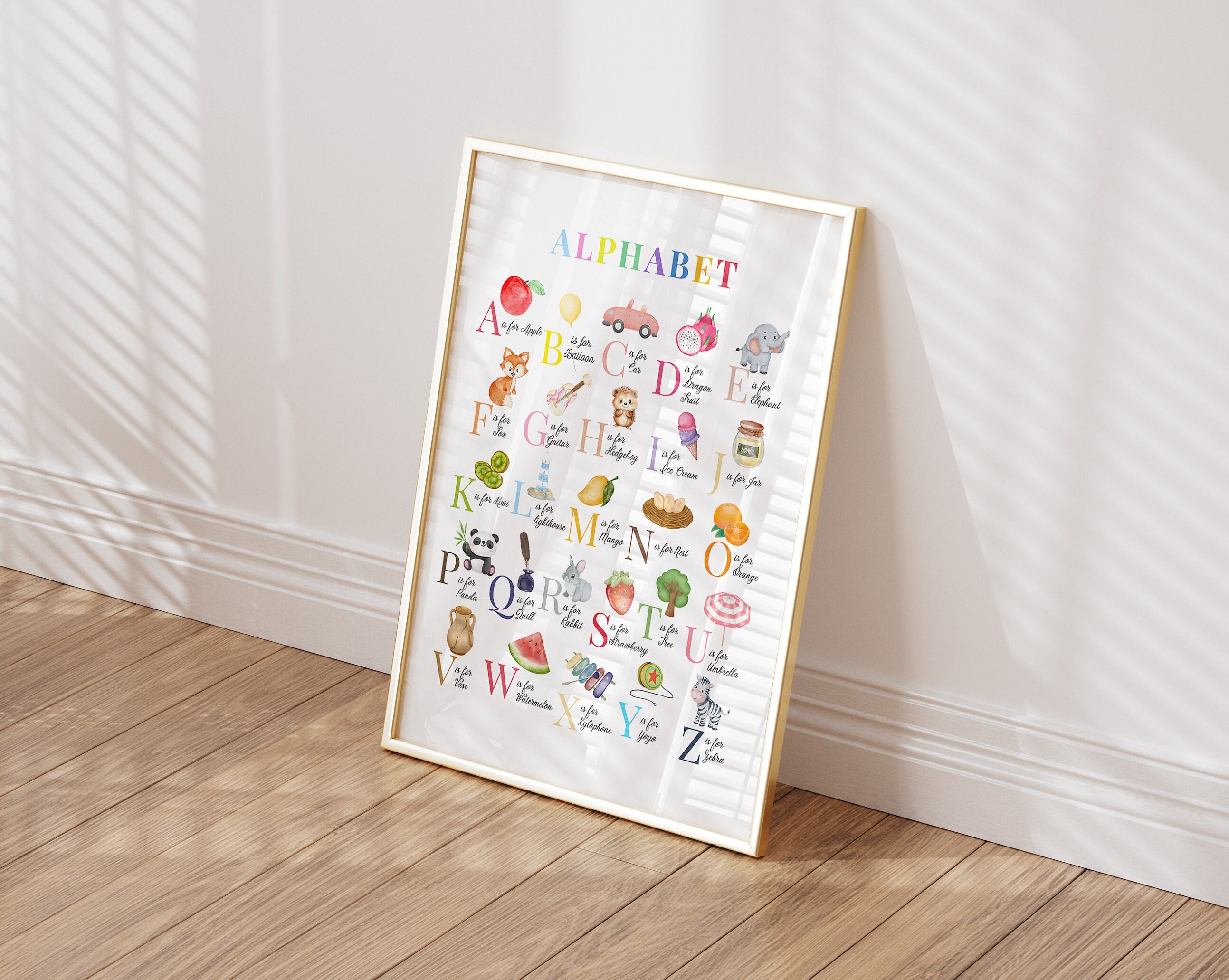 ABC Poster, Watercolour Alphabet, Playroom Decor, Nursery Wall Art ...