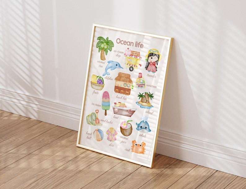 Ocean Life Educational Wall Art, Under the Sea Educational Print, Ocean ...