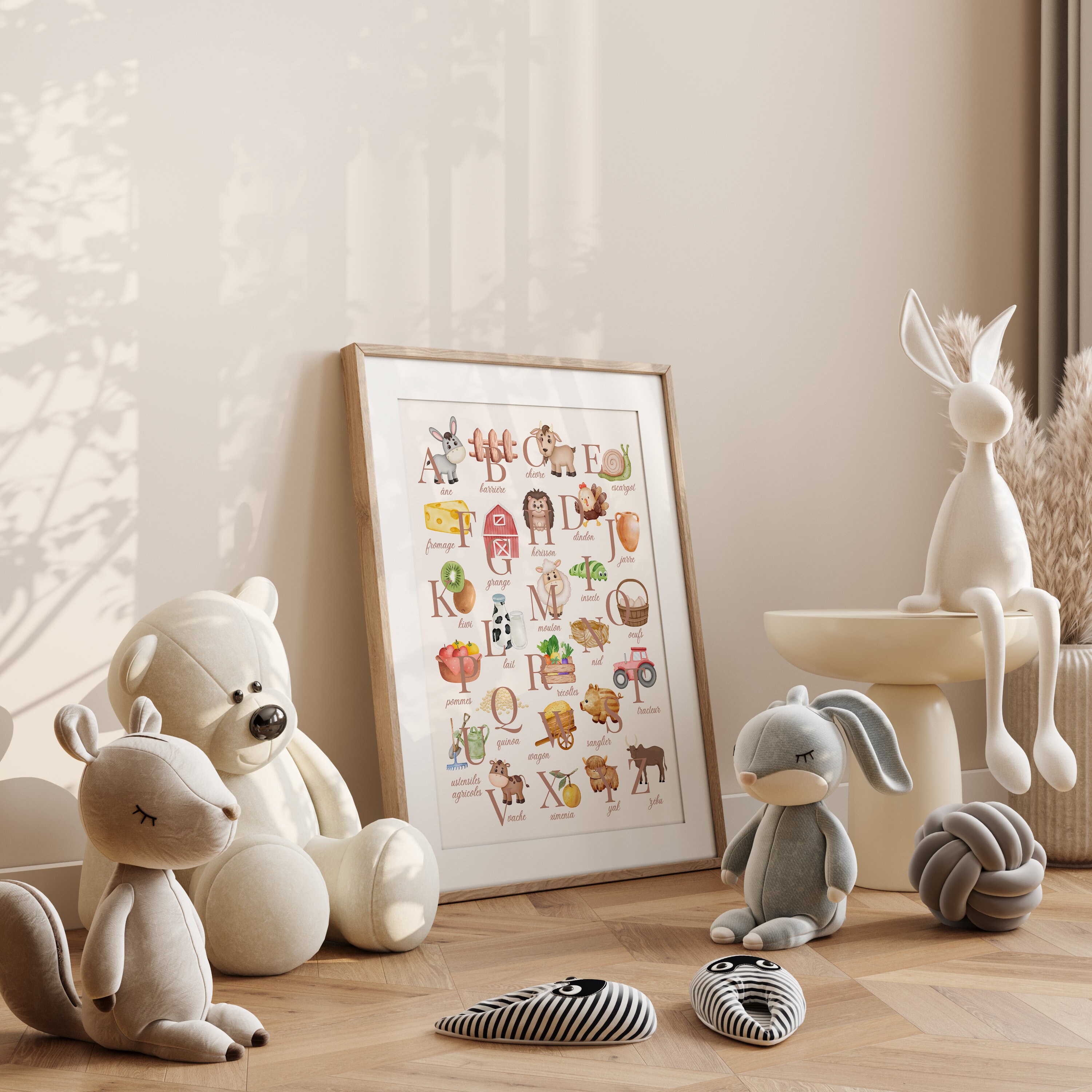 Farm Alphabet Poster in French, Farm Alphabet, ABC French, Farm French ...