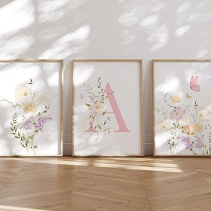 Personalized Wildflowers Letter Wall Poster, Custom Floral Nursery ...