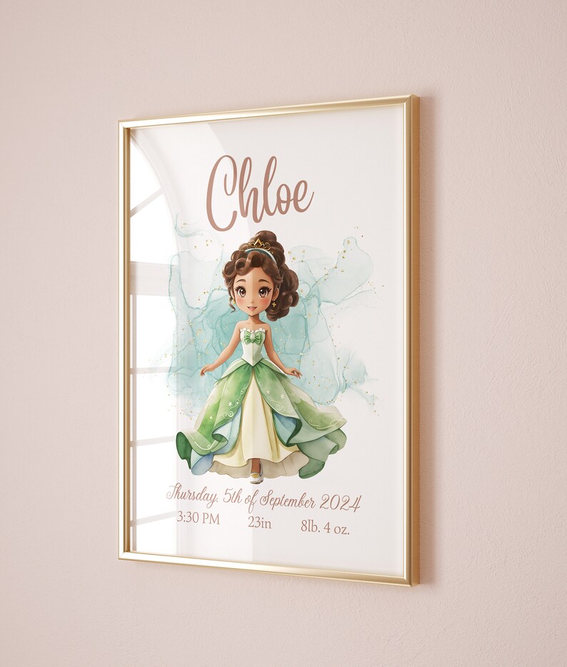 Custom Tiana Nursery Print, Princess Tiana Nursery Print, Tiana Birth ...