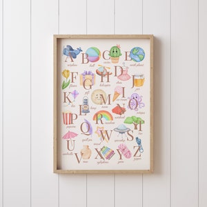 ABC Poster, Watercolour Alphabet, Playroom Decor, Nursery Alphabet Wall ...