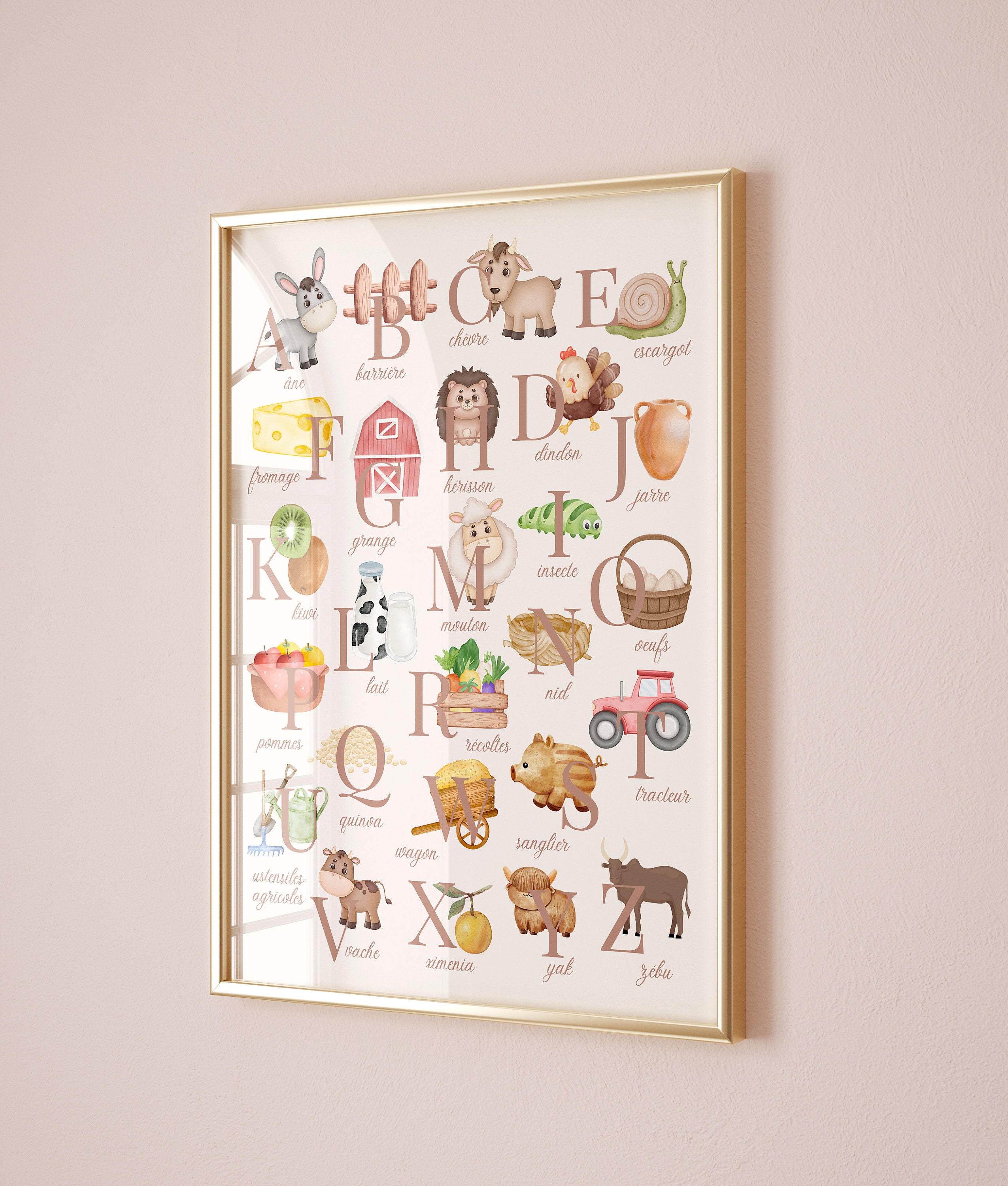Farm Alphabet Poster in French, Farm Alphabet, ABC French, Farm French ...