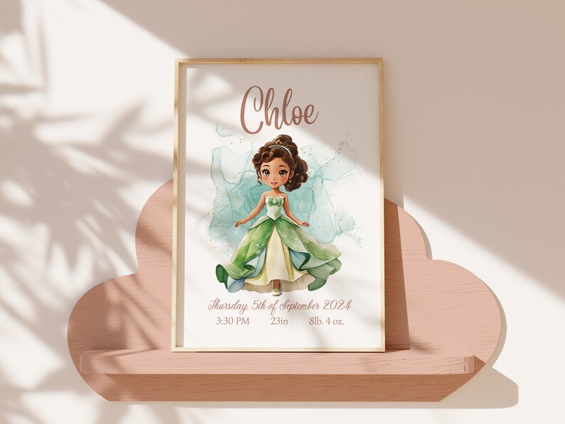 Custom Tiana Nursery Print, Princess Tiana Nursery Print, Tiana Birth ...