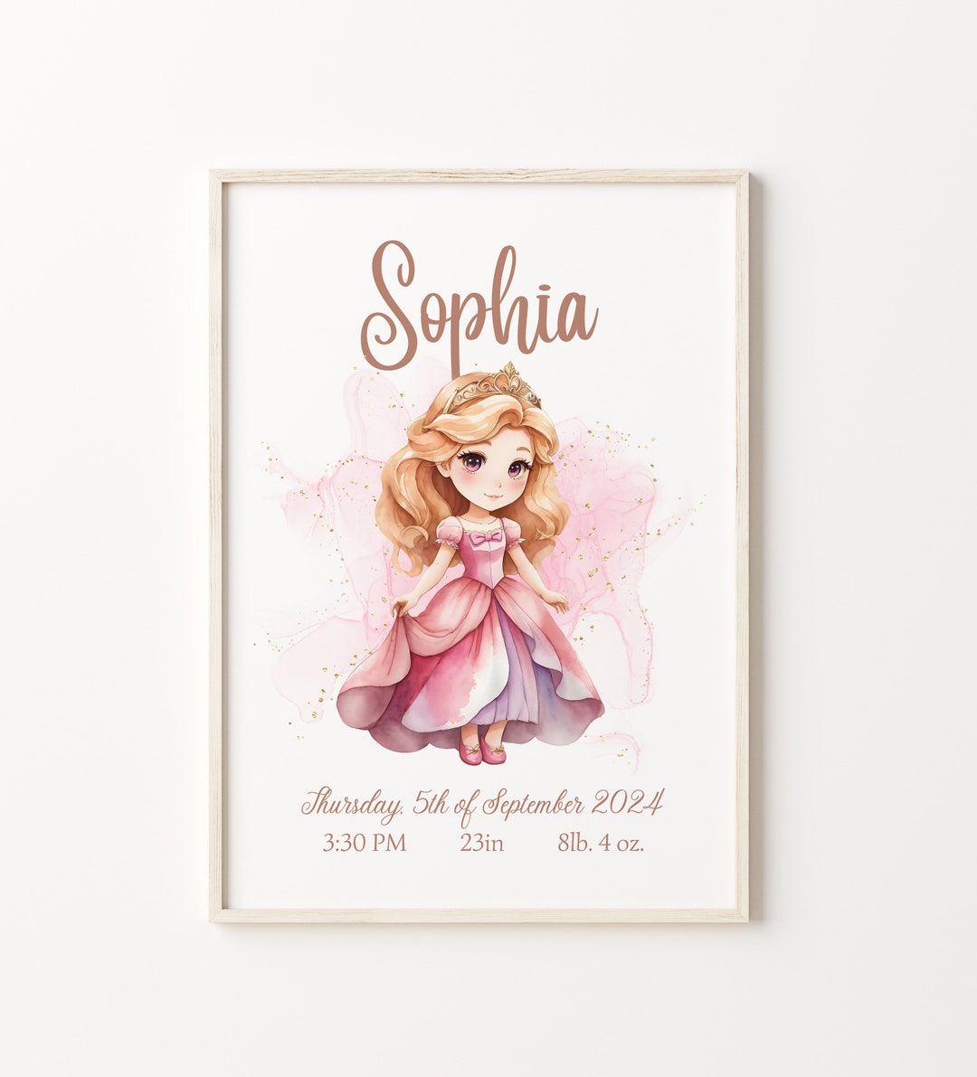Princess Aurora Nursery Print, Princess Nursery Name Sign, Princess ...