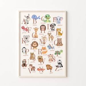 French Animal Alphabet Poster, French Alphabet Poster, Animal Alphabet ...
