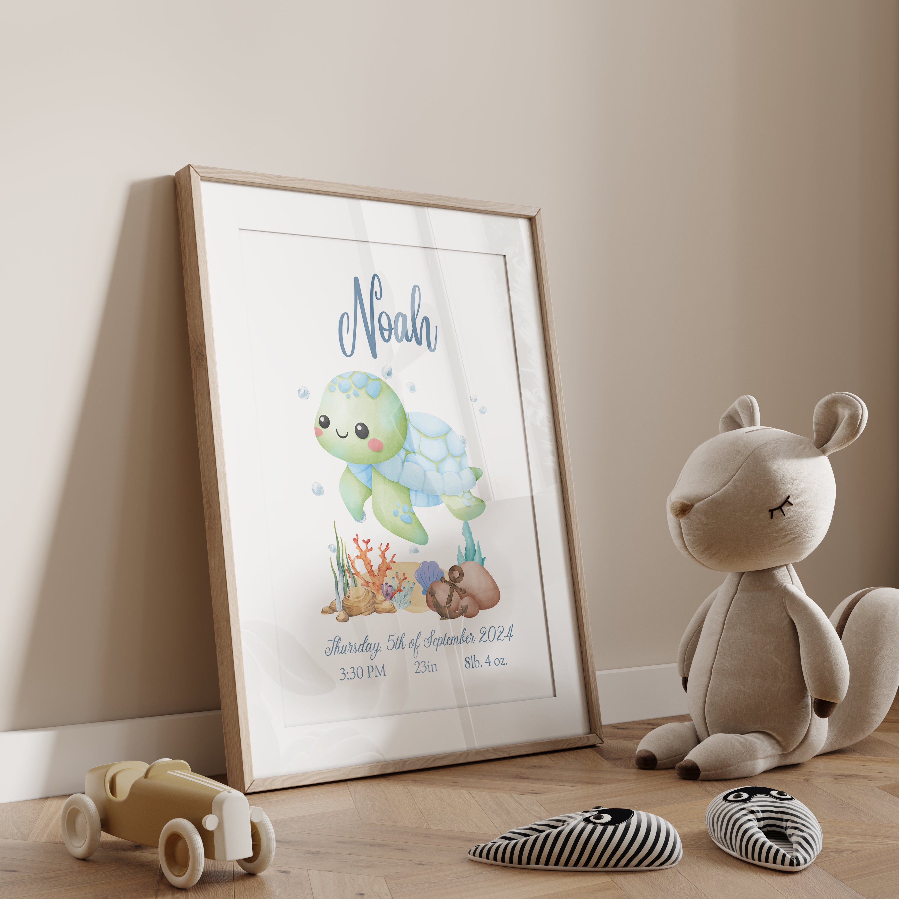 Under the Sea Nursery Name Sign, Custom Turtle Name Sign, Sea Turtle ...