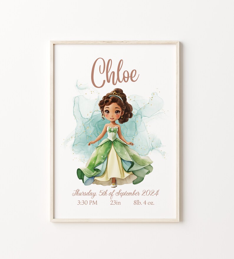 Custom Tiana Nursery Print, Princess Tiana Nursery Print, Tiana Birth ...