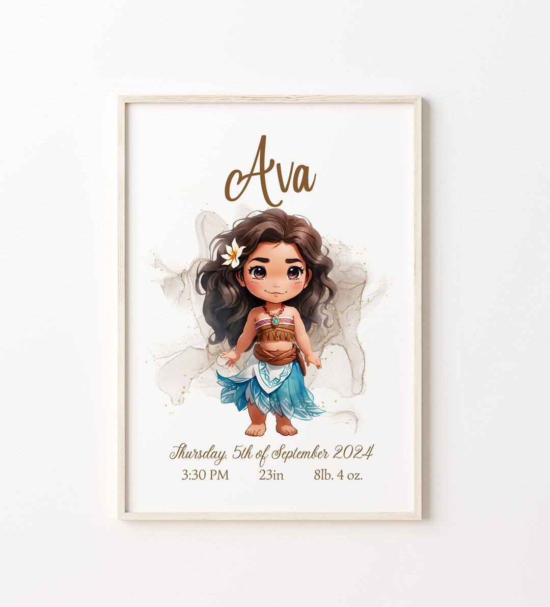 Custom Moana Nursery Print, Princess Moana Nursery Print, Moana Birth ...