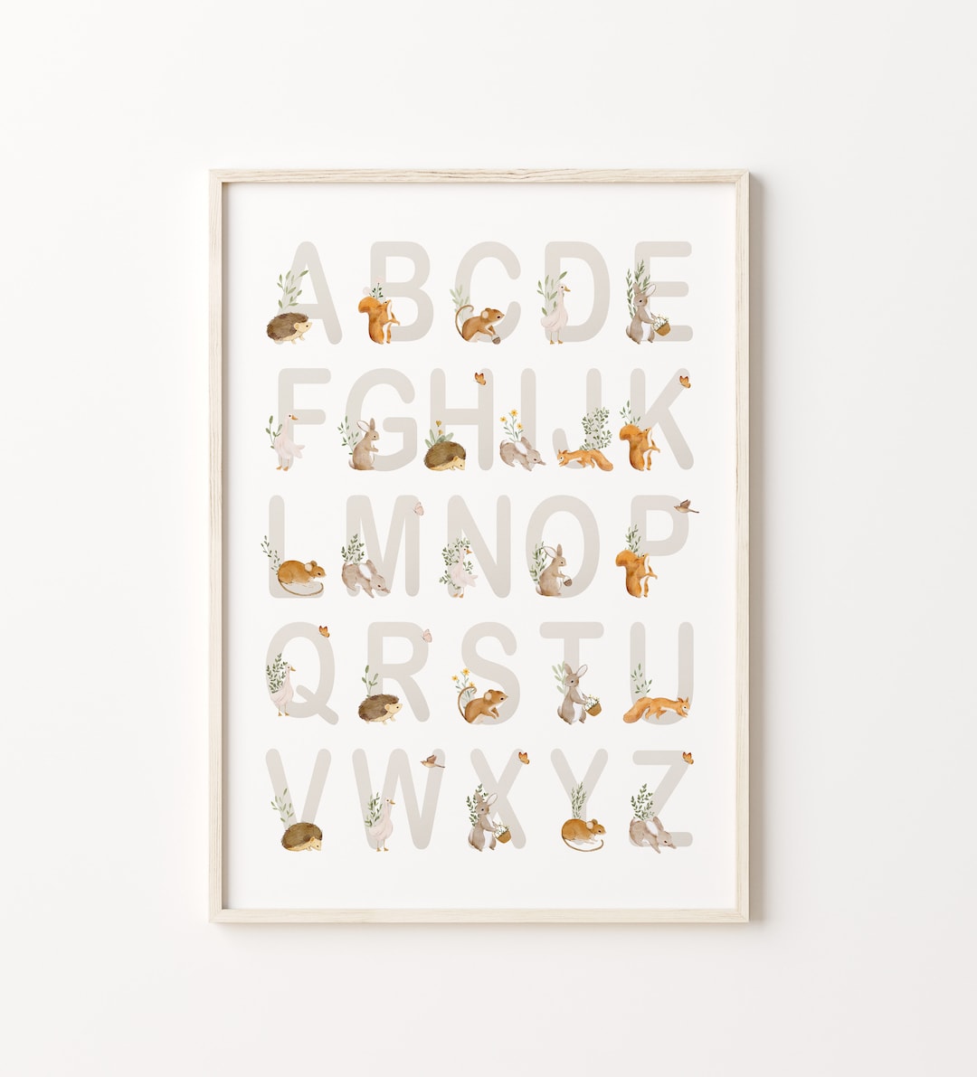 Woodland Animals Alphabet, Alphabet Print, ABC Woodland Animals ...