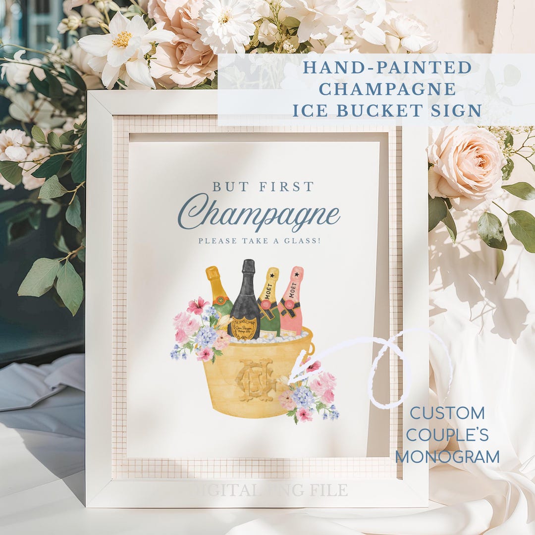 Champagne Ice Bucket Sign Printable | Hand-painted Wedding Bar Sign ...