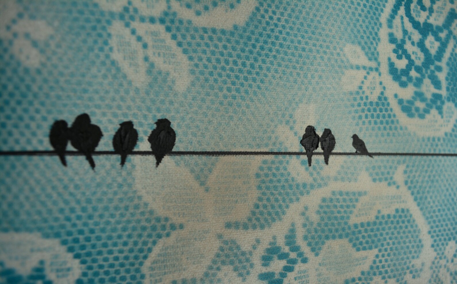 Turquoise Lace Birds on a Wire 2 Original Painting - Etsy