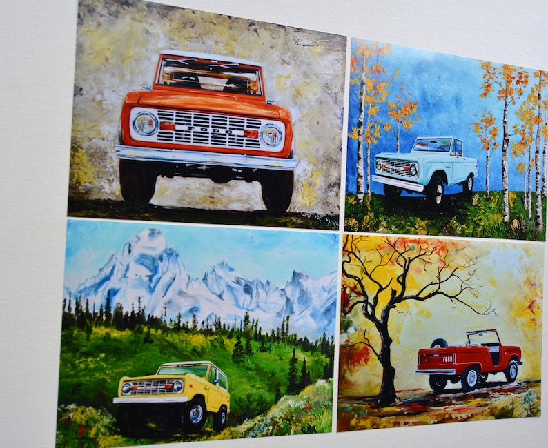 Early Bronco Art Prints, Set of 4, Artist Signed 8" X 10" Photo Art ...