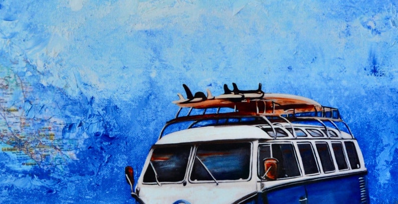 1960's Camper Bus, Artist Signed Print, Vintage Bus, 8" X 10", 11" X 14 ...