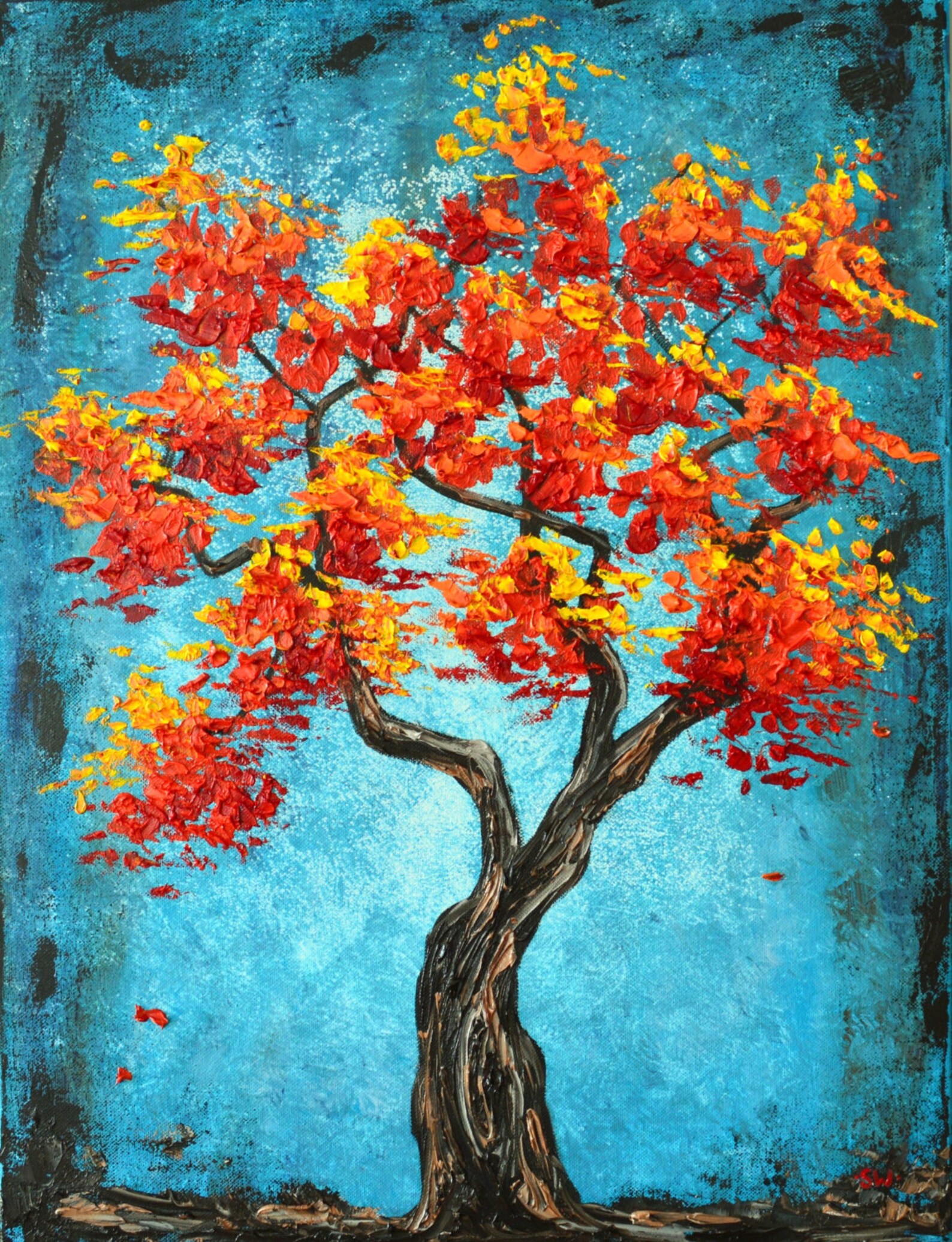 Red Orange Tree of Life Print - Etsy