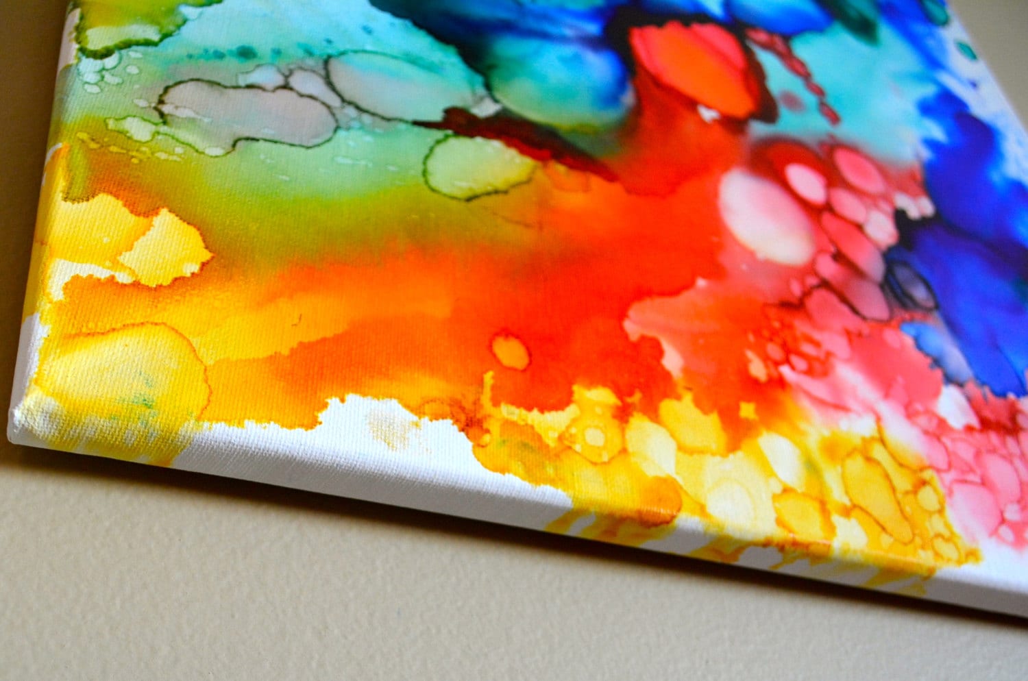 Fire Mix Original Alcohol Ink Painting on Stretched Canvas, 18 X 24 ...