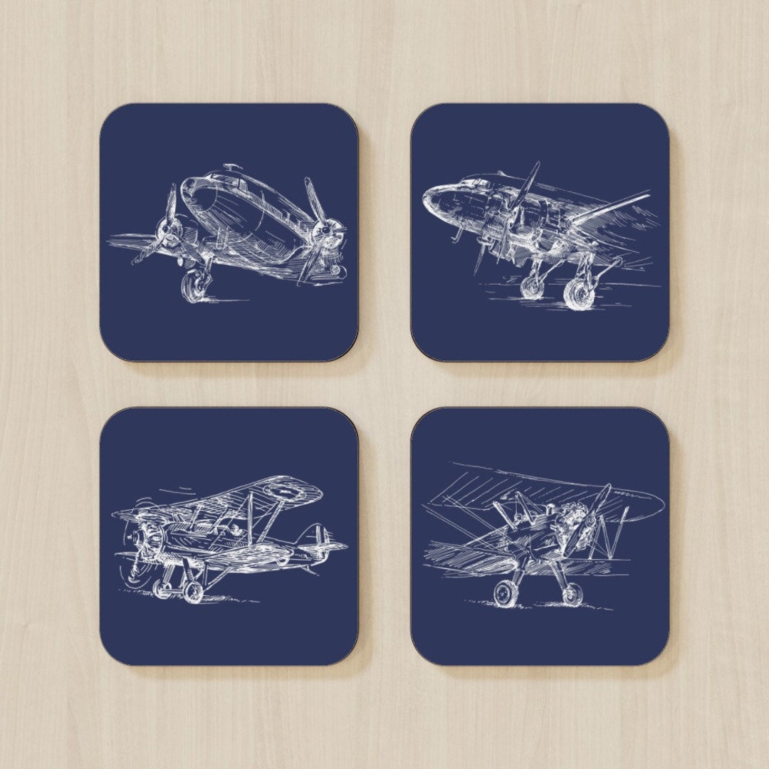 Aircraft and Aviation Round / Square Coasters set of 4 - Etsy