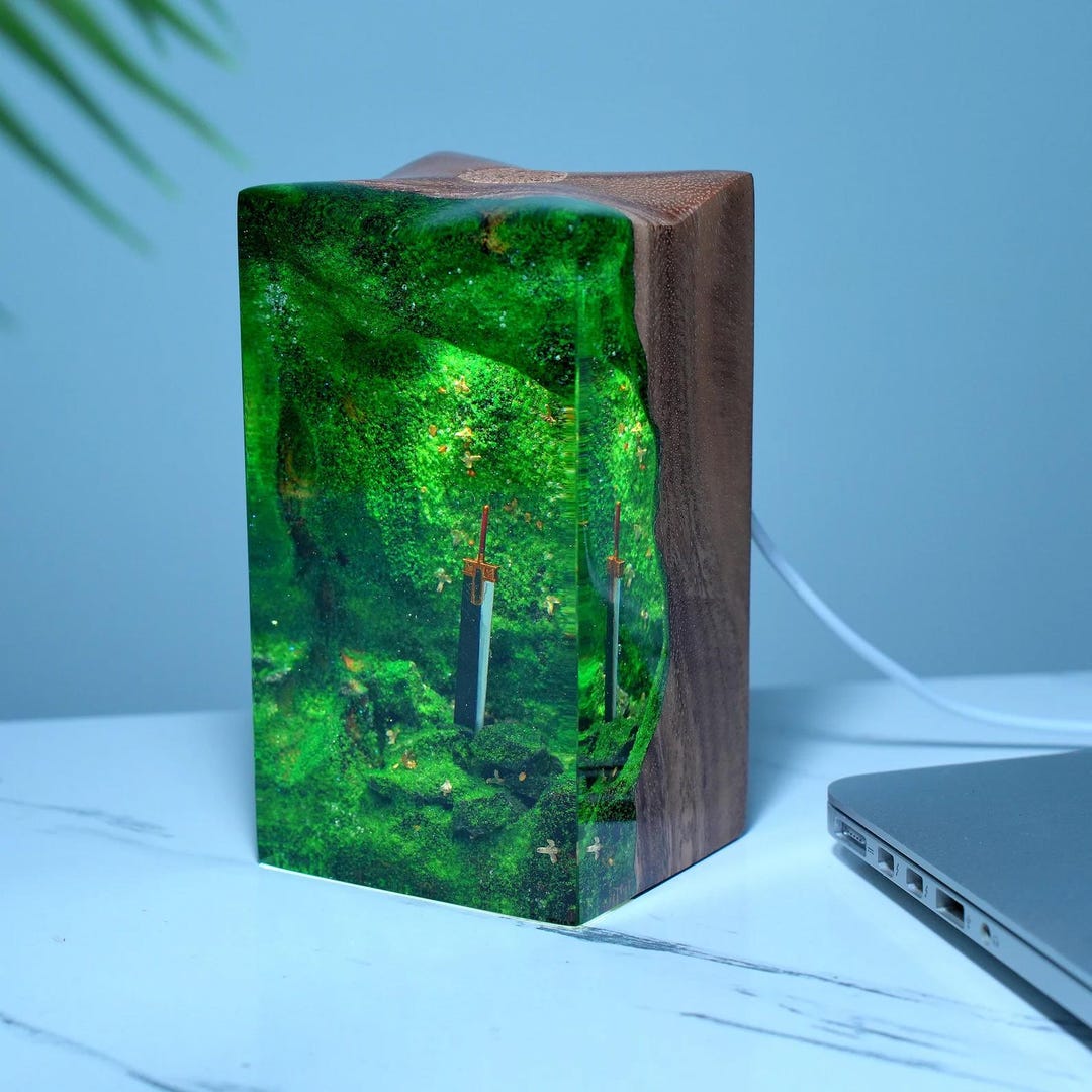 FF Rebirth Buster Sword Night Light Handcrafted Resin Wood Lamp ...