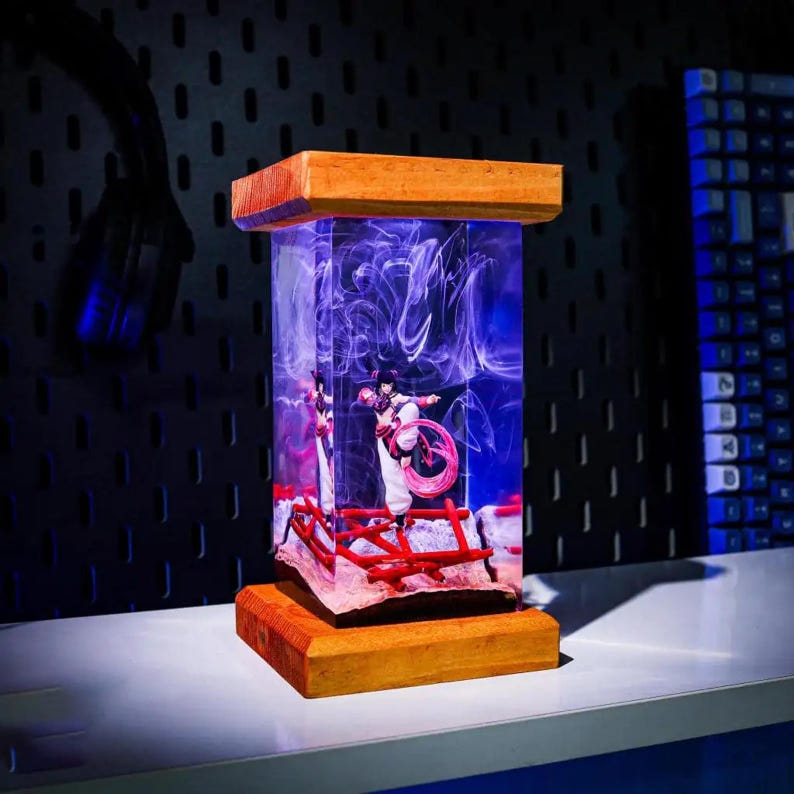 Han Ju.ri Art, Game Inspired Lamp, Street Fighter V Lamp, Gift for Him ...