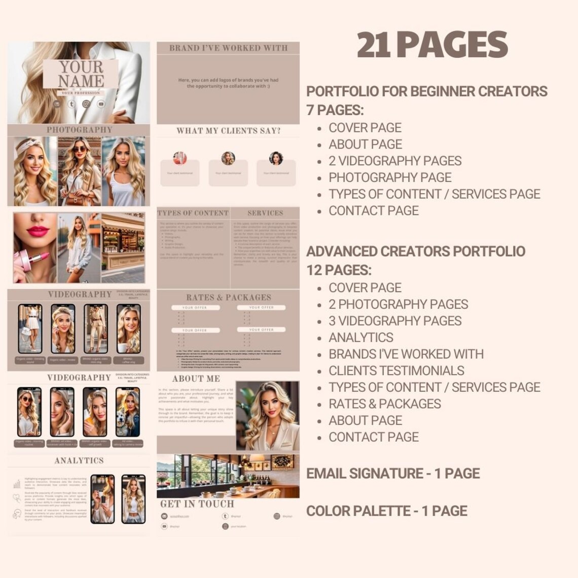 UGC Media Kit, 2 UGC Portfolio Template, Email Signature, Color Palette ...