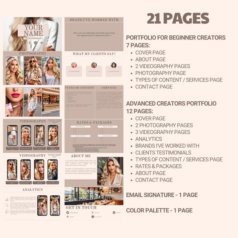 UGC Media Kit, 2 UGC Portfolio Template, Email Signature, Color Palette ...