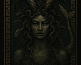 Aries Shadow-work Poster • Printable 8×10 PNG • Medusa Dark Zodiac Art ...