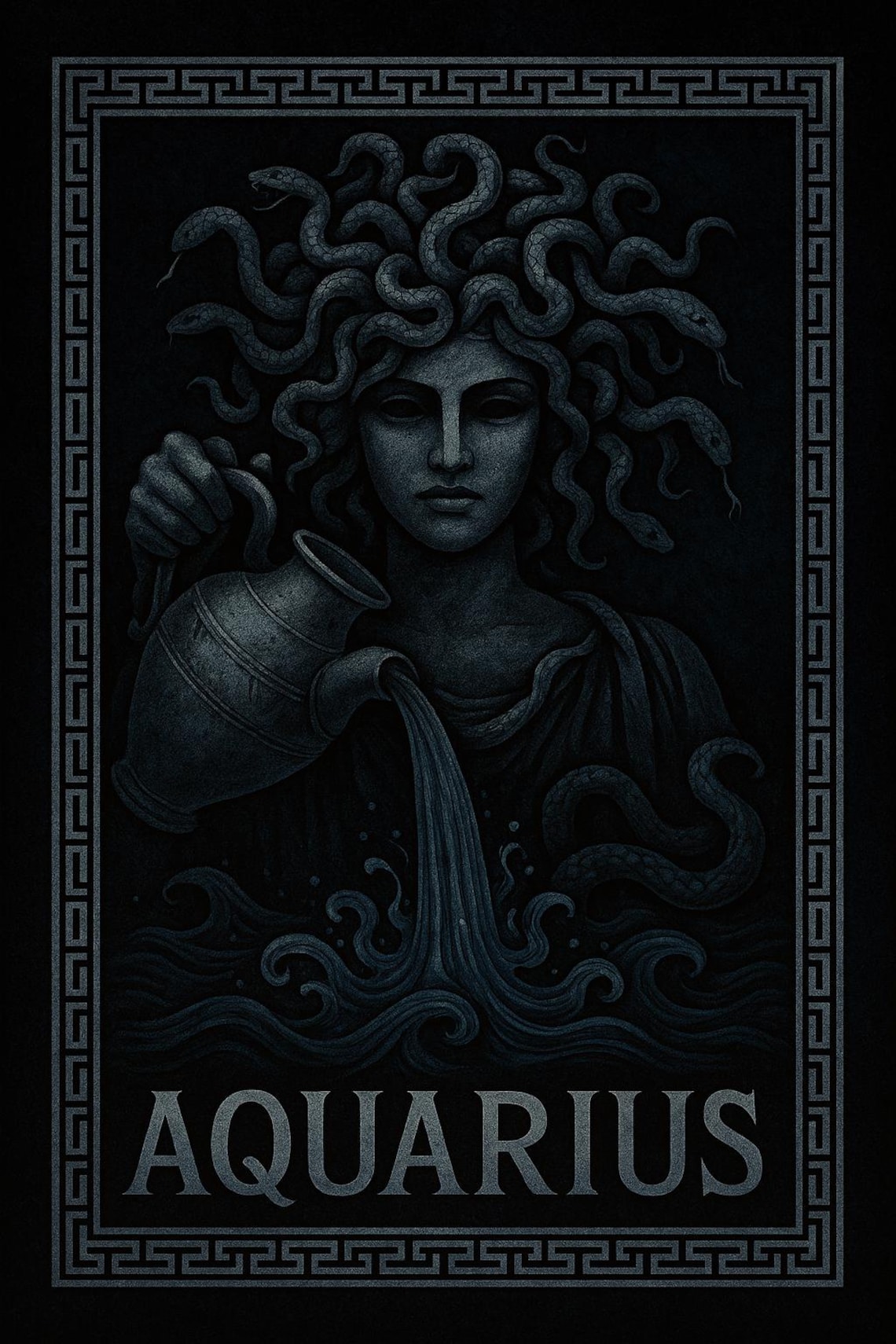 Aquarius Shadow-work Poster • Printable 8×10 PNG • Dark Zodiac Art - Etsy
