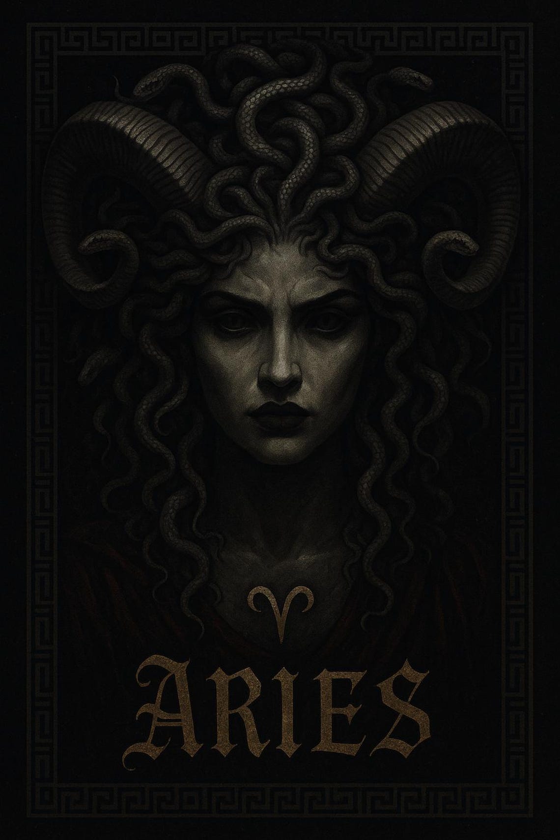 Aries Shadow-work Poster • Printable 8×10 PNG • Medusa Dark Zodiac Art ...