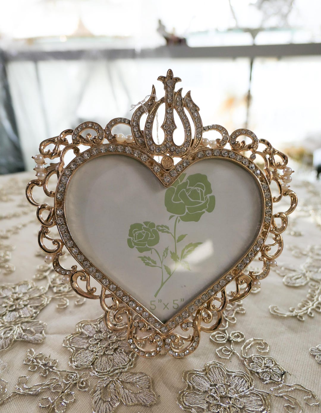Elegant Heart-shaped Islamic Picture Frame – Gold & Rhinestone ...