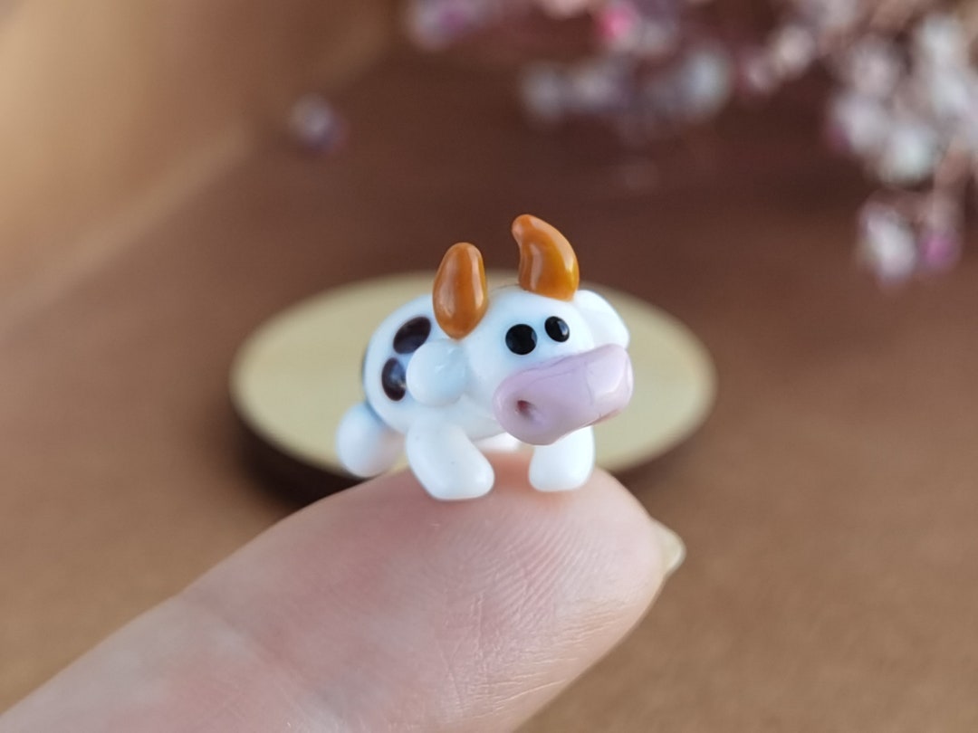 Tiny Glass Animals Glass Cow Figurine Miniature Cow Gifts Tiny Cow ...