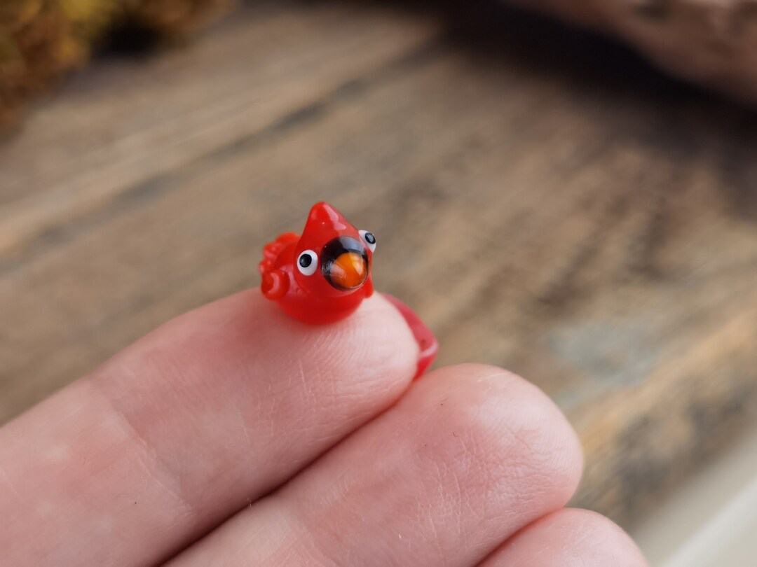 Glass Figurines Red Cardinal Bird Figurine Glass Cardinal Figurine Tiny ...